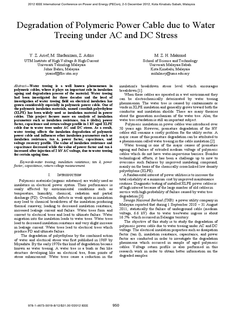 Degradation of Polymeric Power Cable Due To Water Treeing Under AC and ...