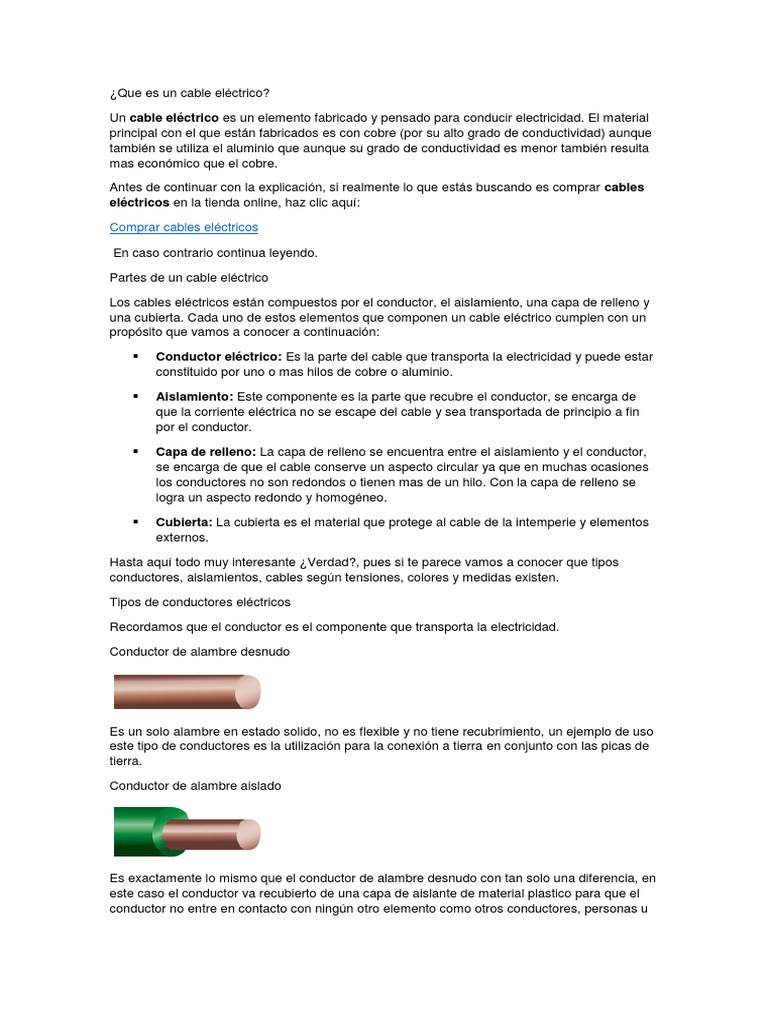 Que Es Un Cable Eléctrico | PDF | Conductor electrico | Cobre