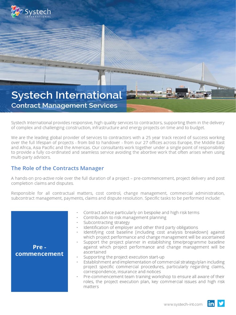 Systech International Contract Management Services Web | PDF | Risk ...