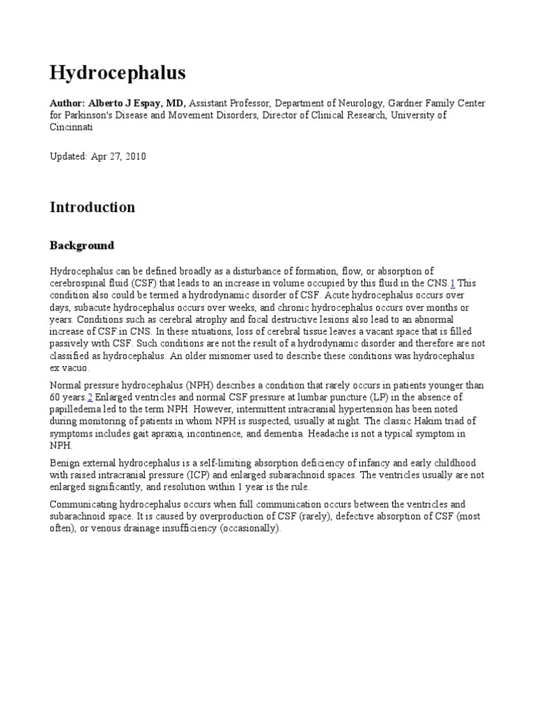 2c Article Hydrocephalus | PDF | Cerebrospinal Fluid | Central Nervous ...