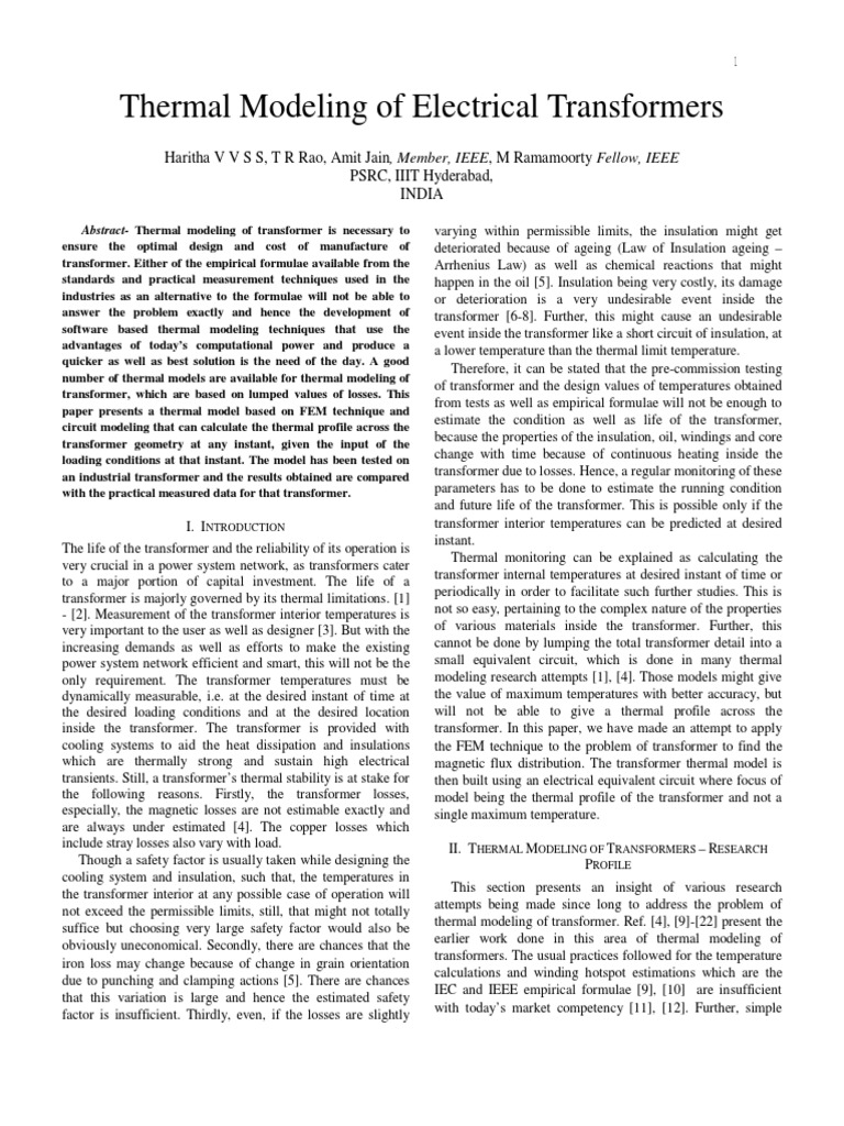 Thermal Modeling of Electrical Transformers | PDF | Transformer | Electrical Network