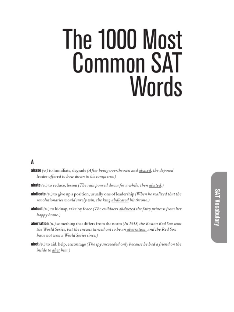 GRE AND SAT Vocabulary PDF | PDF