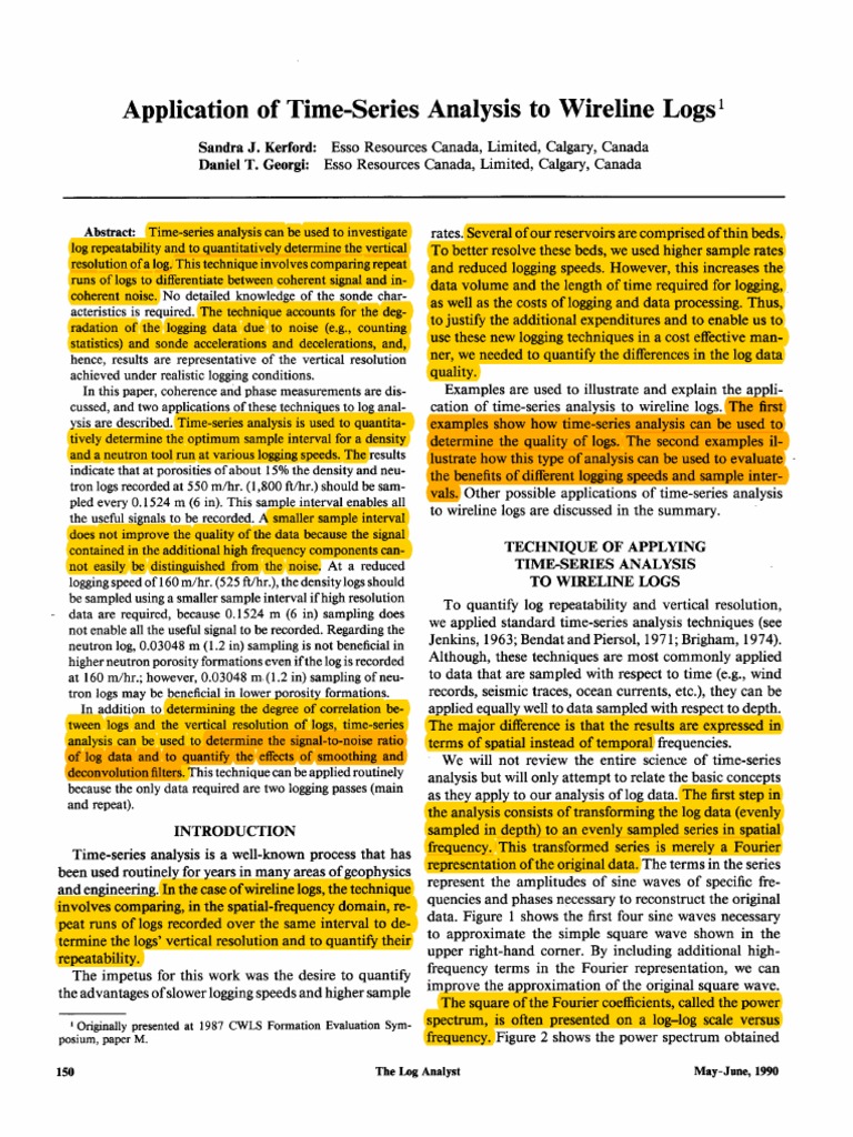 Time Series Well Logging | PDF | Spectral Density | Logarithm
