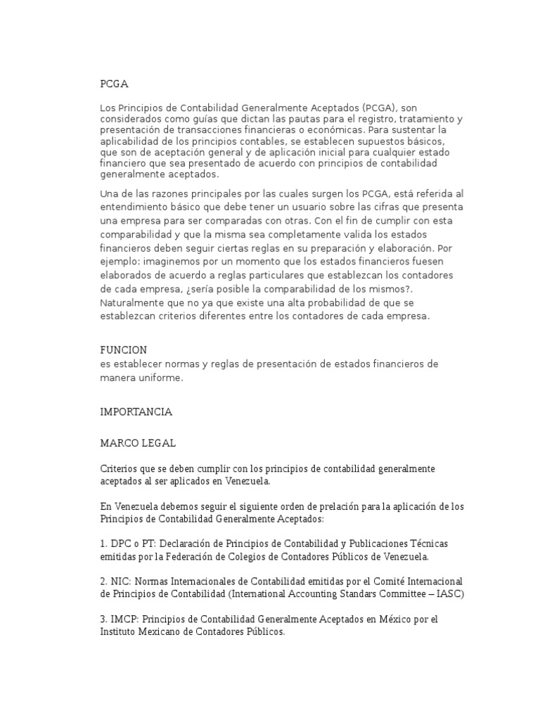 PCGA | PDF | Contabilidad | Estado financiero