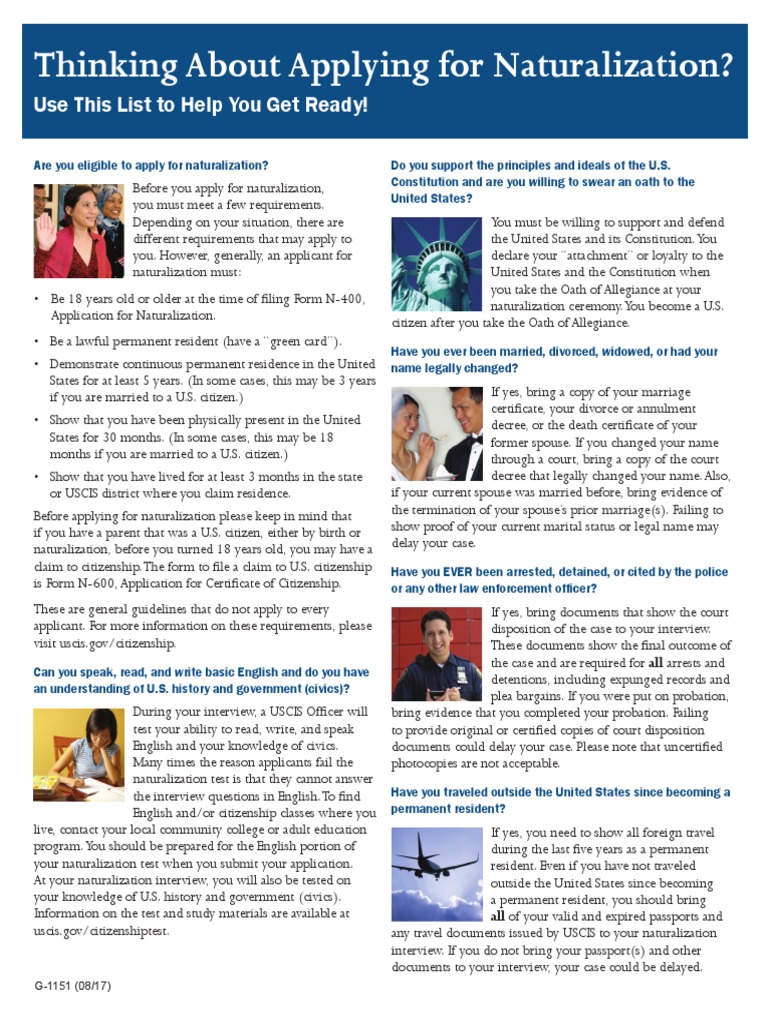 Thinking About Applying For Naturalization?: Use This List To Help You ...