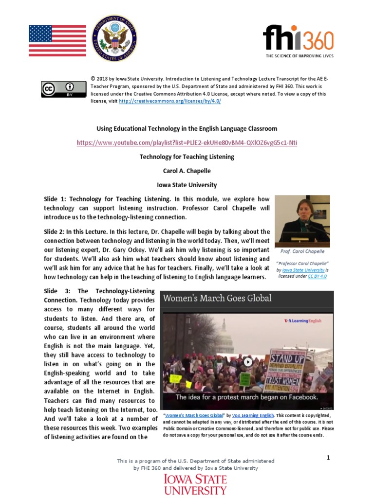 01 MOOC - Unit 3 - Introduction To Listening and Technology | PDF | Top Down And Bottom Up ...