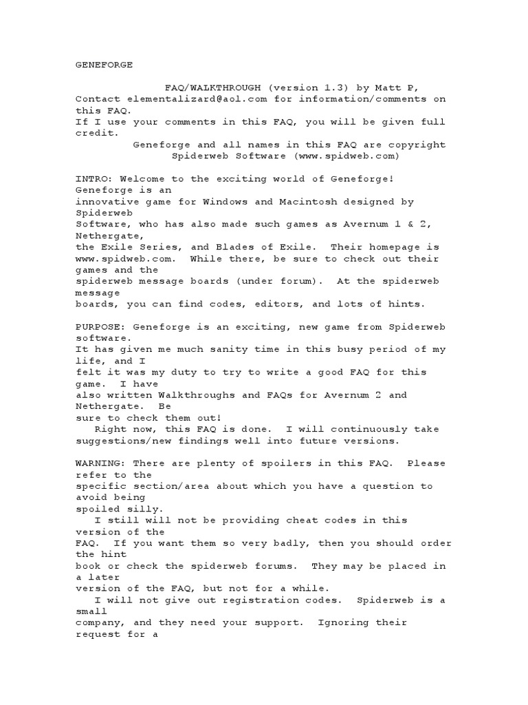 Geneforge 1 Guide | PDF | Games & Activities | History