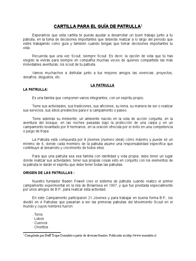 Cartilla Para El Guía de Patrulla | PDF | Exploración | Cámping