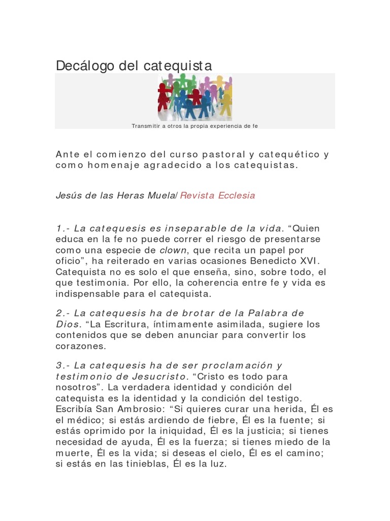 Decálogo del Catequista Católico | PDF | Cristo (título) | Religiones ...
