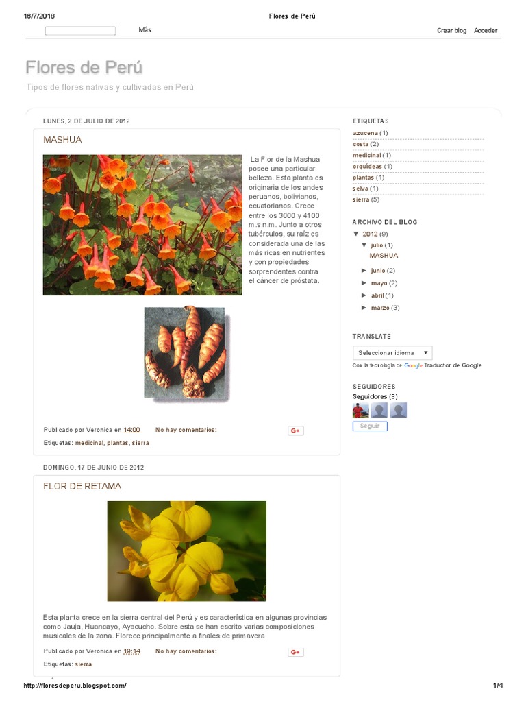 Flores Nativas y Cultivadas en Perú | PDF | Perú | Plantas