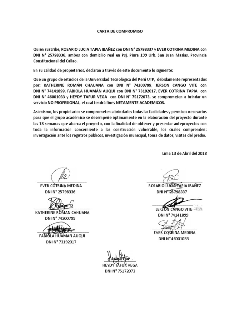 Carta de Compromiso | PDF