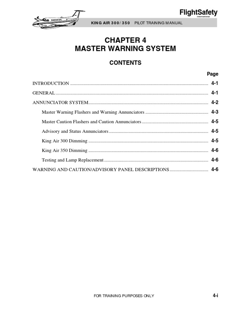King Air 350 Master Warning System Guide | PDF | Engines | Switch