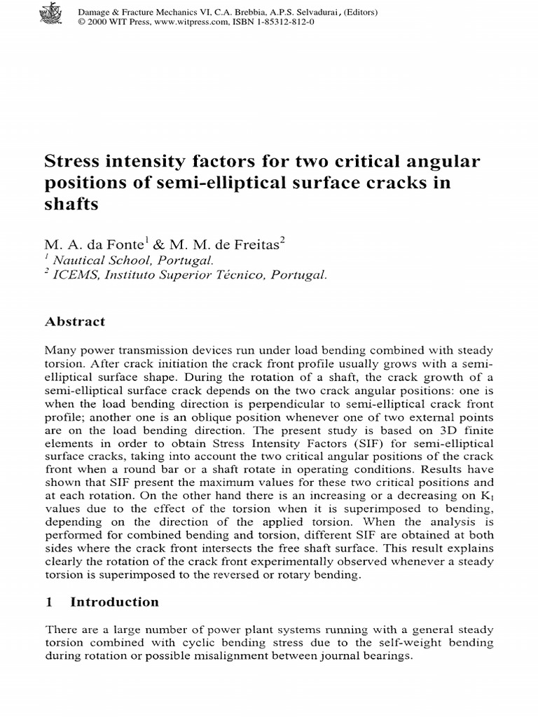 Stress Intensity Factors For Two Critical Angular Positions of Semi ...