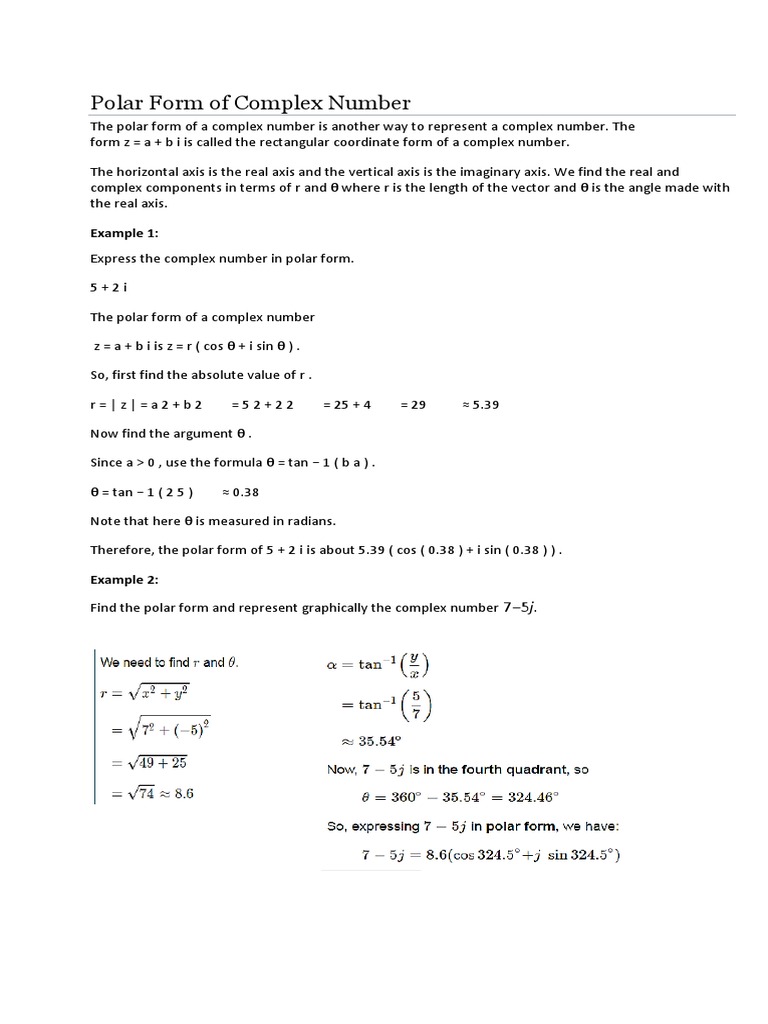Polar Form of A Complex Number | PDF | Complex Number | Group (Mathematics)