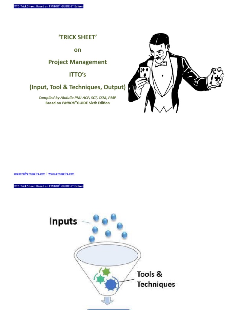 ITTO Cheat Sheet for PMBOK 6th Edition | PDF | Project Management | Risk