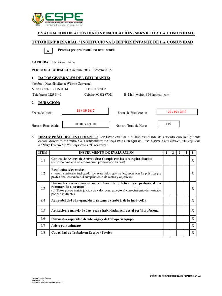 Formato 3 (Evaluación Tutor Empresarial) | Descargar gratis PDF | Business