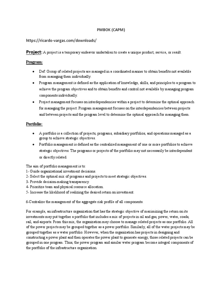 Project: Pmbok (Capm) | PDF | Project Management | Operations Management