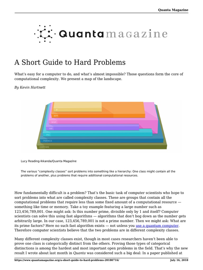 A Short Guide To Hard Problems 20180716 | PDF | Computational ...