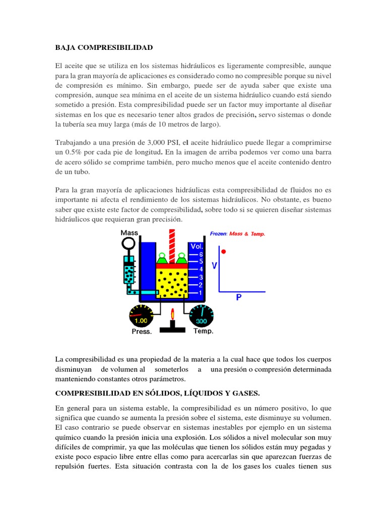 Baja Compresibilidad | PDF | Química Física | Mecánica de Medios Continuos