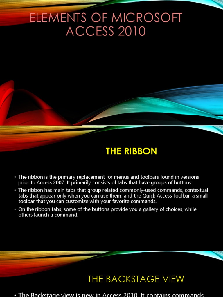 Elements of Microsoft ACCESS 2010 | PDF