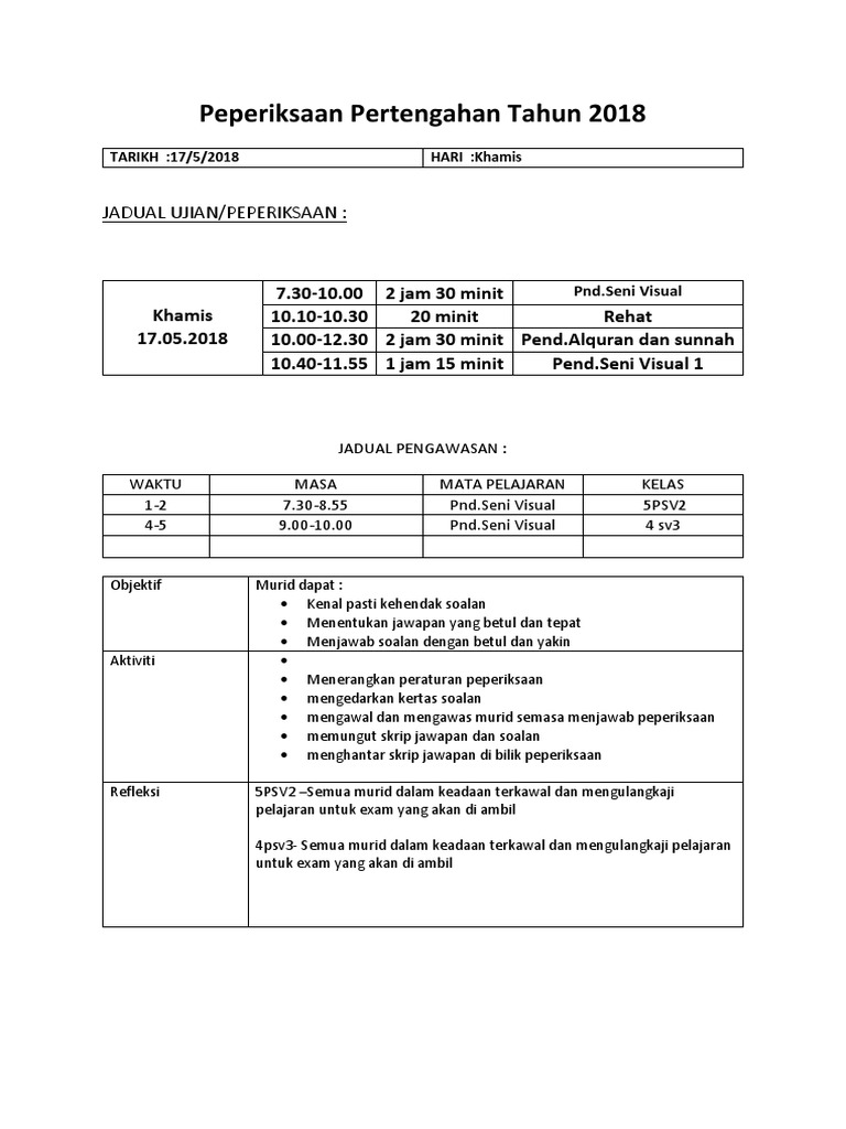 RPH Peperiksaan Pertengahan Tahun | PDF