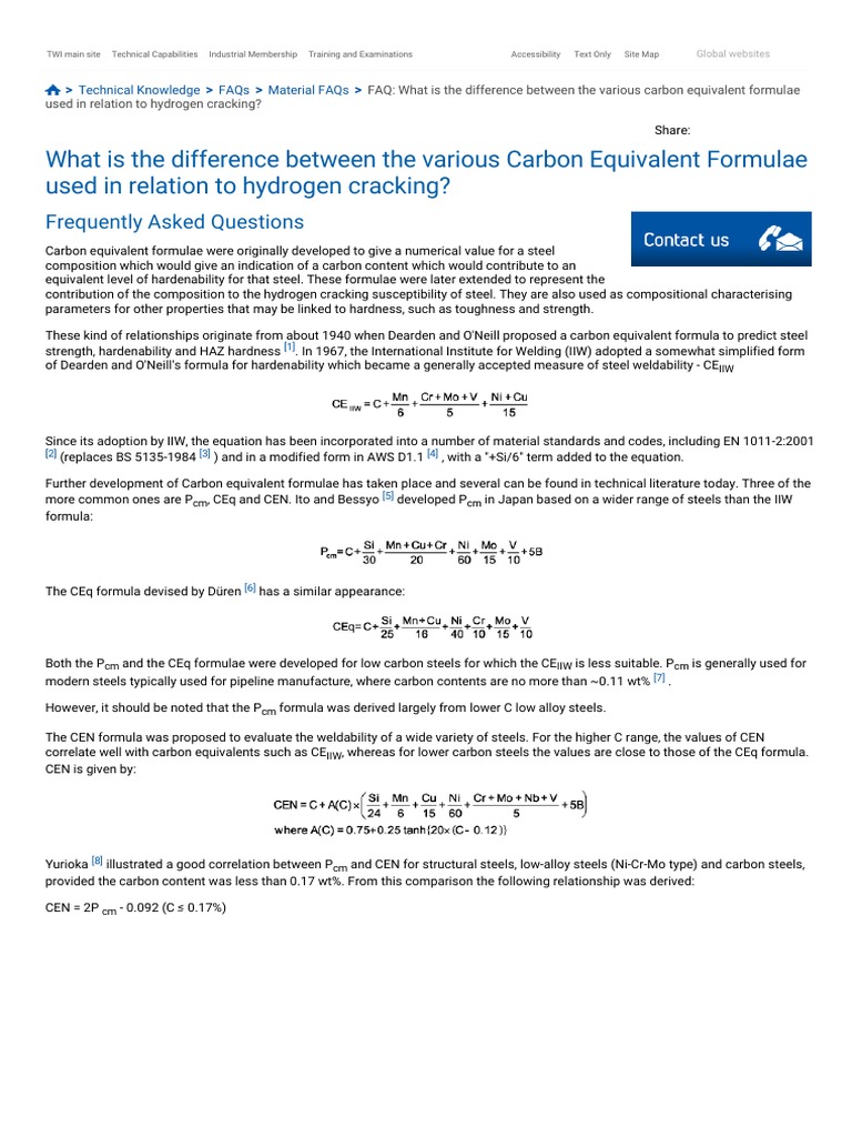 FAQ - What Is The Difference Between The Various Carbon Equivalent ...