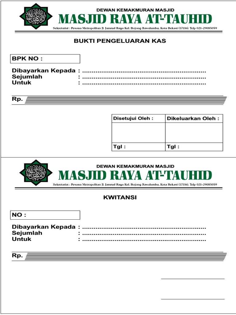 Kwitansi Pengeluaran Kas Masjid | PDF Kwitansi Pengeluaran Kas Masjid | PDF