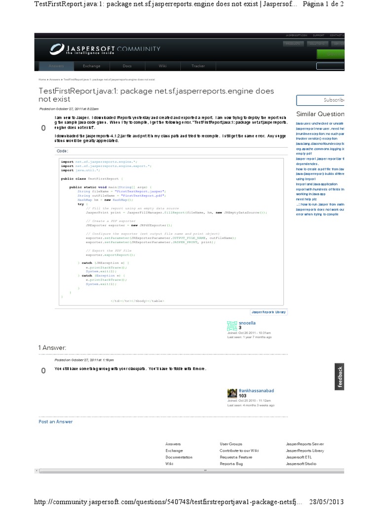 Testfirstreport - Java:1: Package Net - Sf.Jasperreports - Engine Does ...