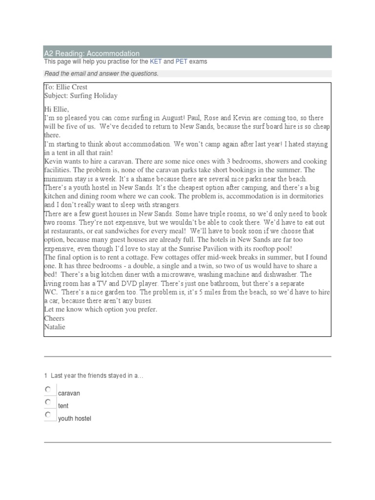 A2 Reading | PDF | Lunch | Fog