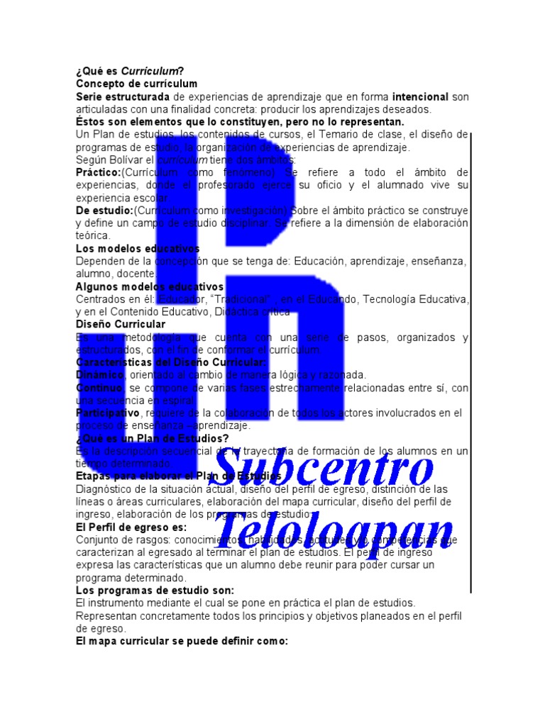 Qué Es Currículum | PDF | Plan de estudios | Enseñando