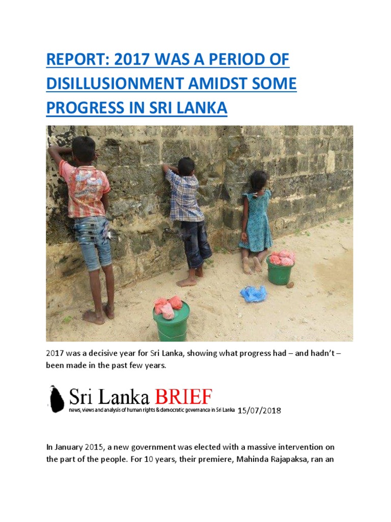 Report 2017 Was A Period of Disillusionment Amidst Some Progress in Sri ...