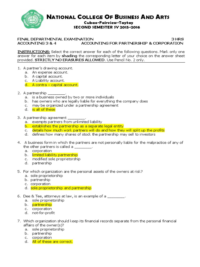 Accounting 3 & 4 - 07 Fundamentals of Acctg 2 | PDF | Partnership | Stocks