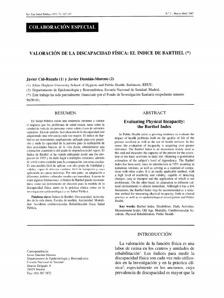 Barthel PDF | PDF | Validez (Estadísticas) | Science