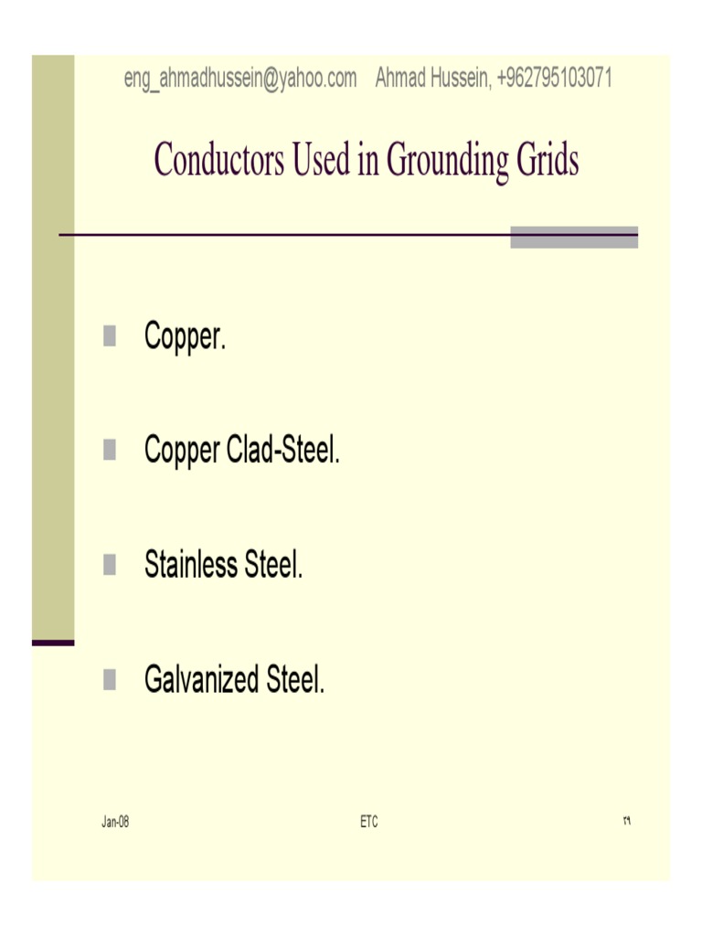 Grounding Grid Conductor Types & Sizing | PDF
