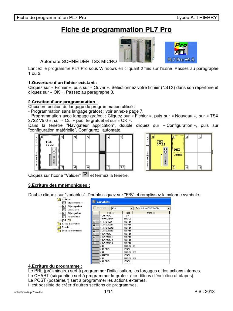 Guide de Programmation PL7 Pro | PDF | Programme informatique ...