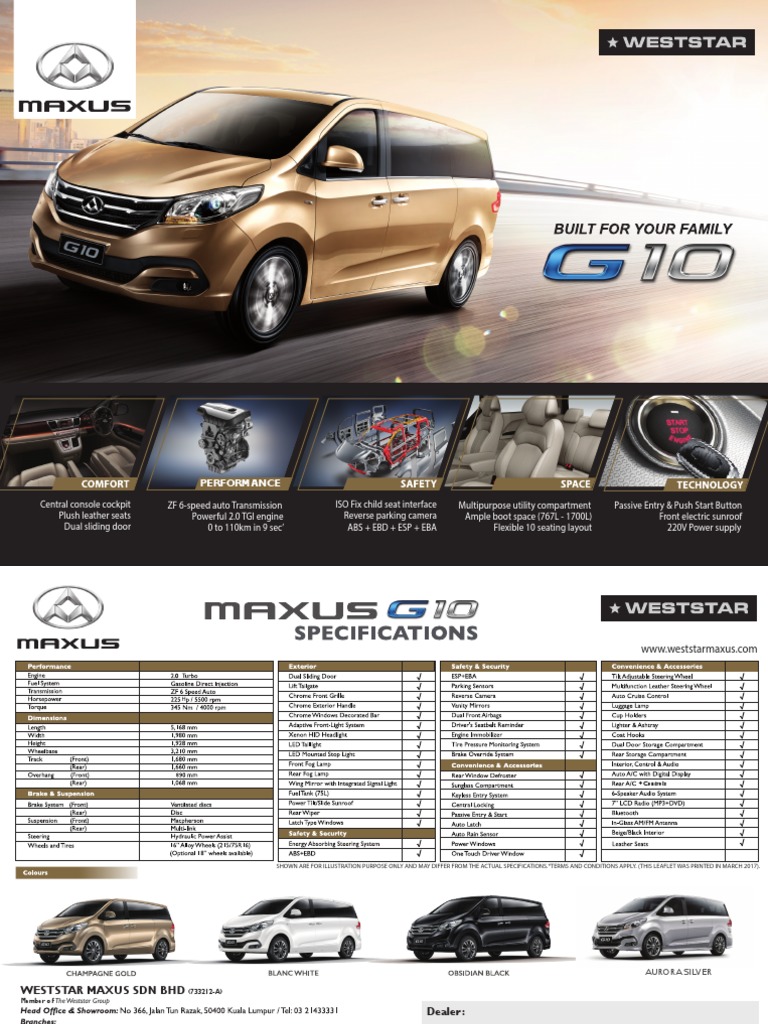 Maxus G10: Versatile 10-Seater Features | PDF