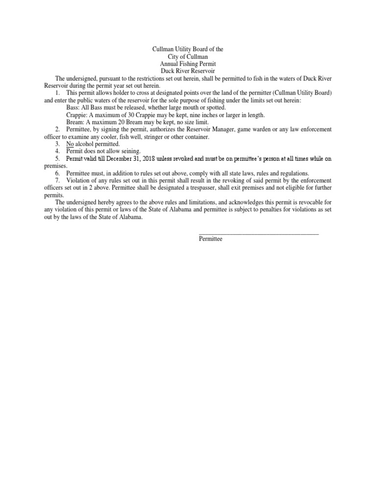 Duck River Fishing Permit | PDF