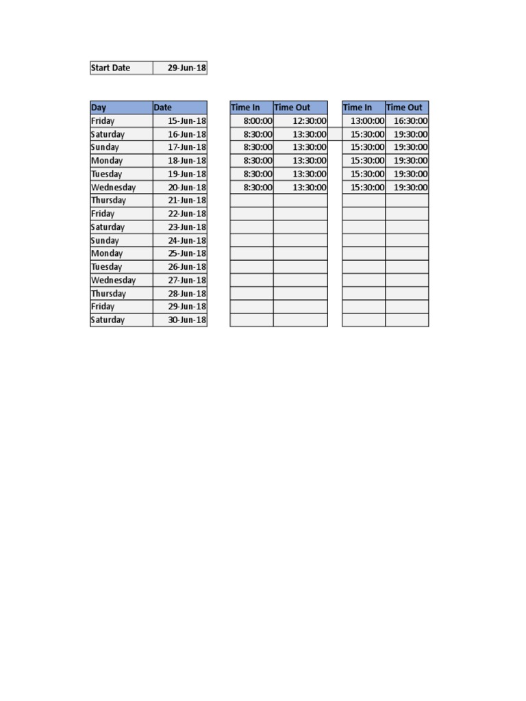 Employee Work Schedule & Hours | PDF | Cooking, Food & Wine