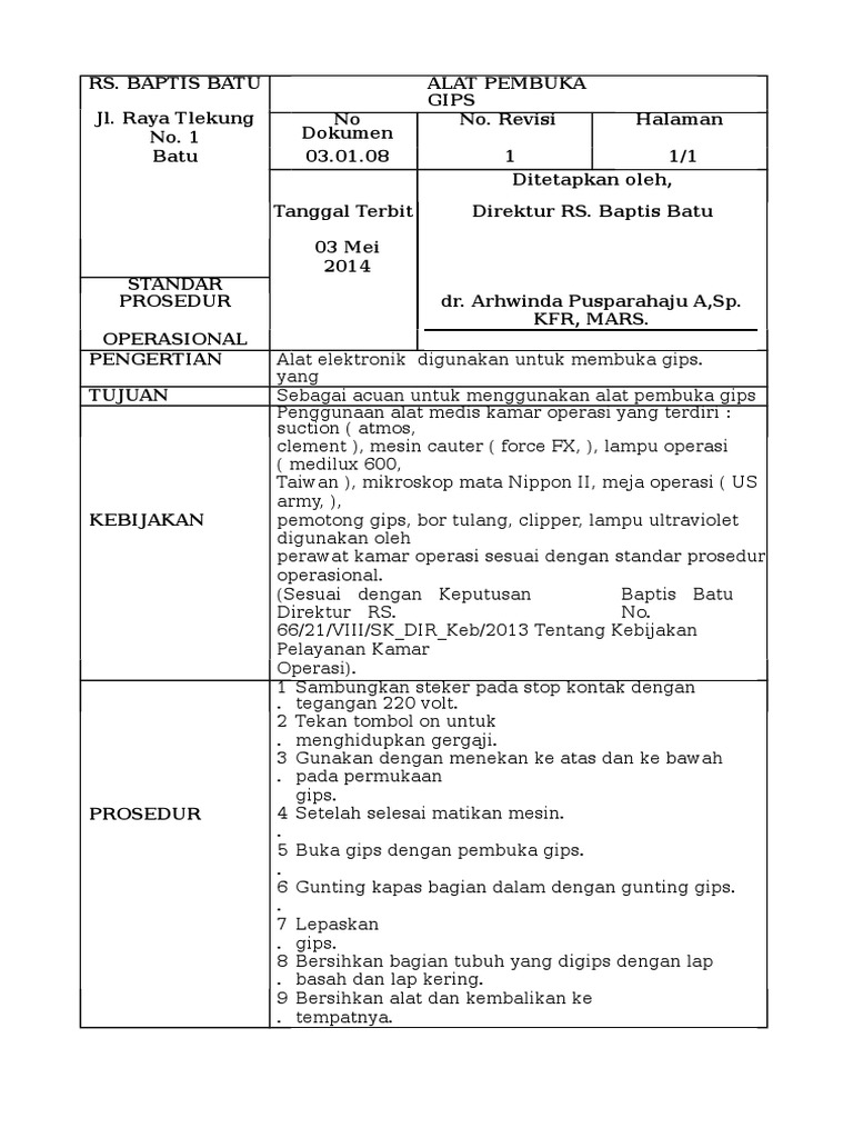Alat Pembuka Gips (BA 2014) | PDF