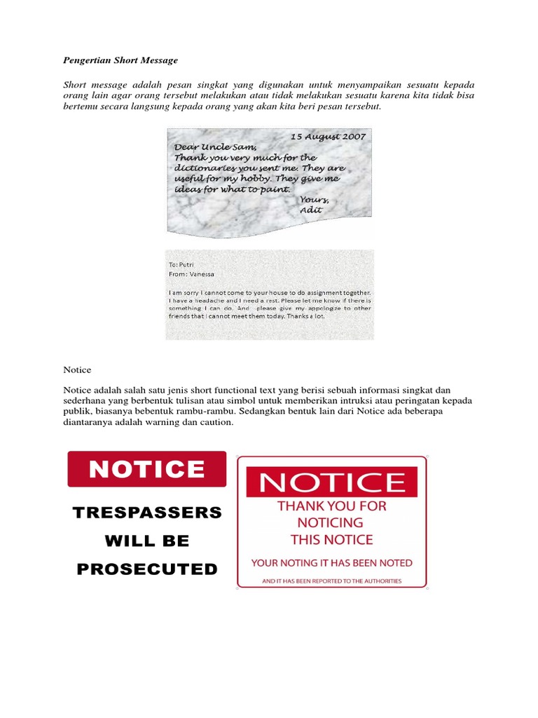 Pengertian dan Jenis Short Message | PDF | Karier & Perkembangan ...