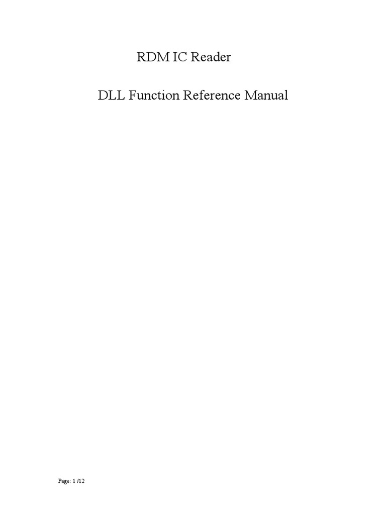 RDM IC Reader DLL Function Reference Manual: Page: 1 /12 | PDF | Integer (Computer Science) | Byte