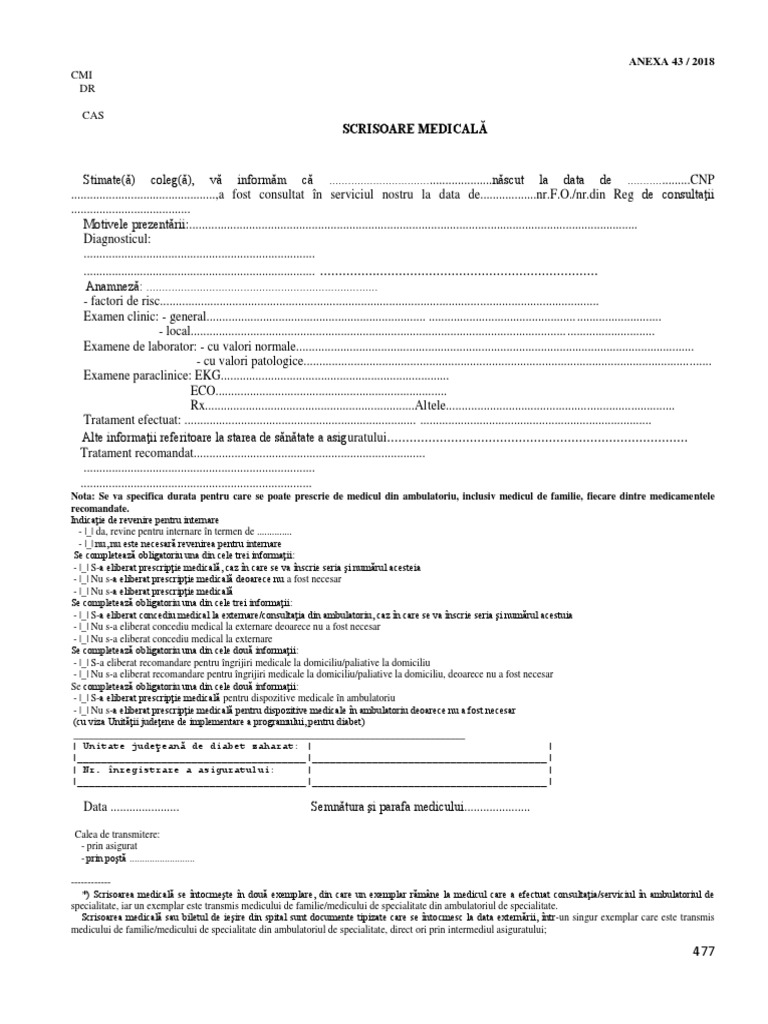 Anexa 43-Scrisoare Medicala