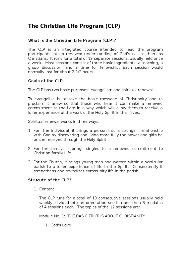 The Christian Life Program | Download Free PDF | Fasting | Prayer
