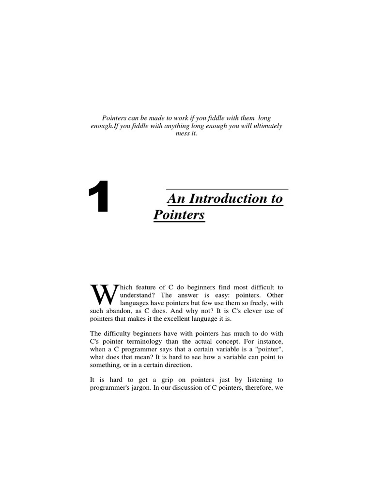 An Introduction To Pointers Pdf Pointer Computer Programming C