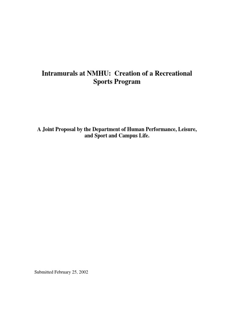 NMHU Intramural Sports Proposal | PDF | Leisure | Sports