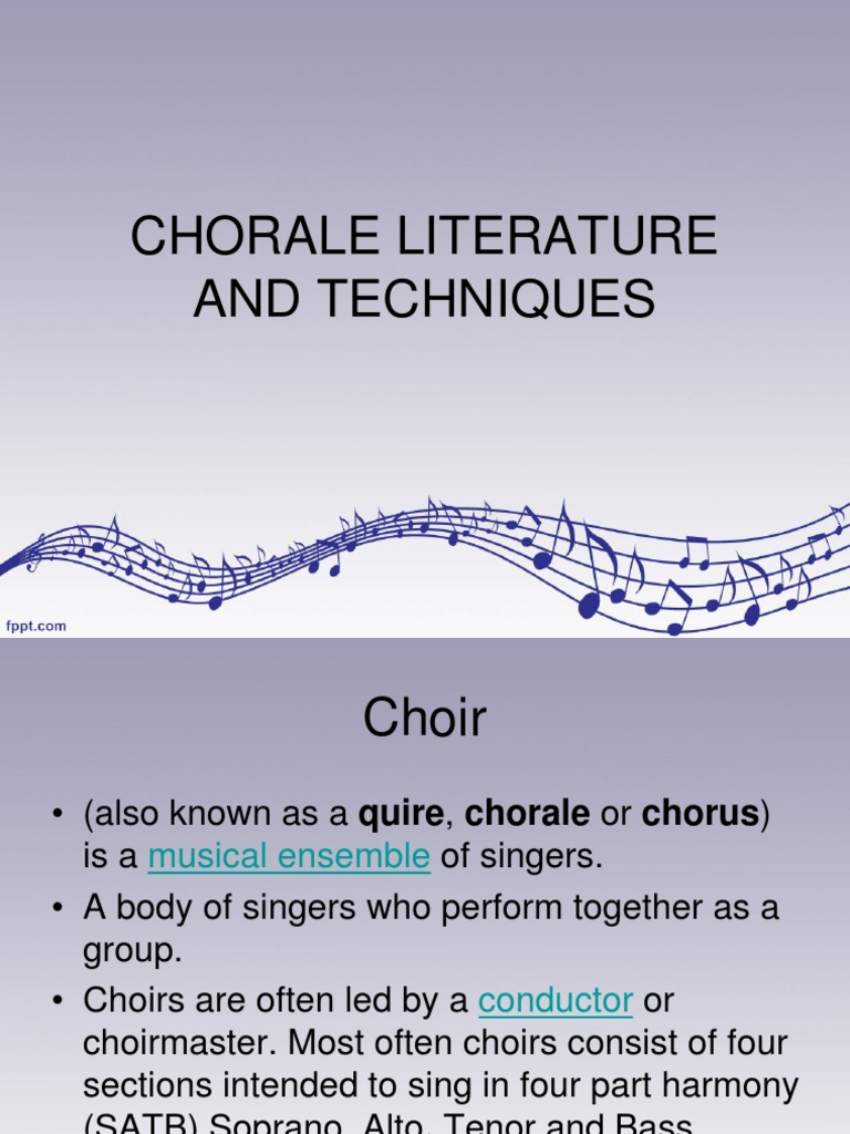 Chorale Literature and Techniques | PDF | Choir | Singing