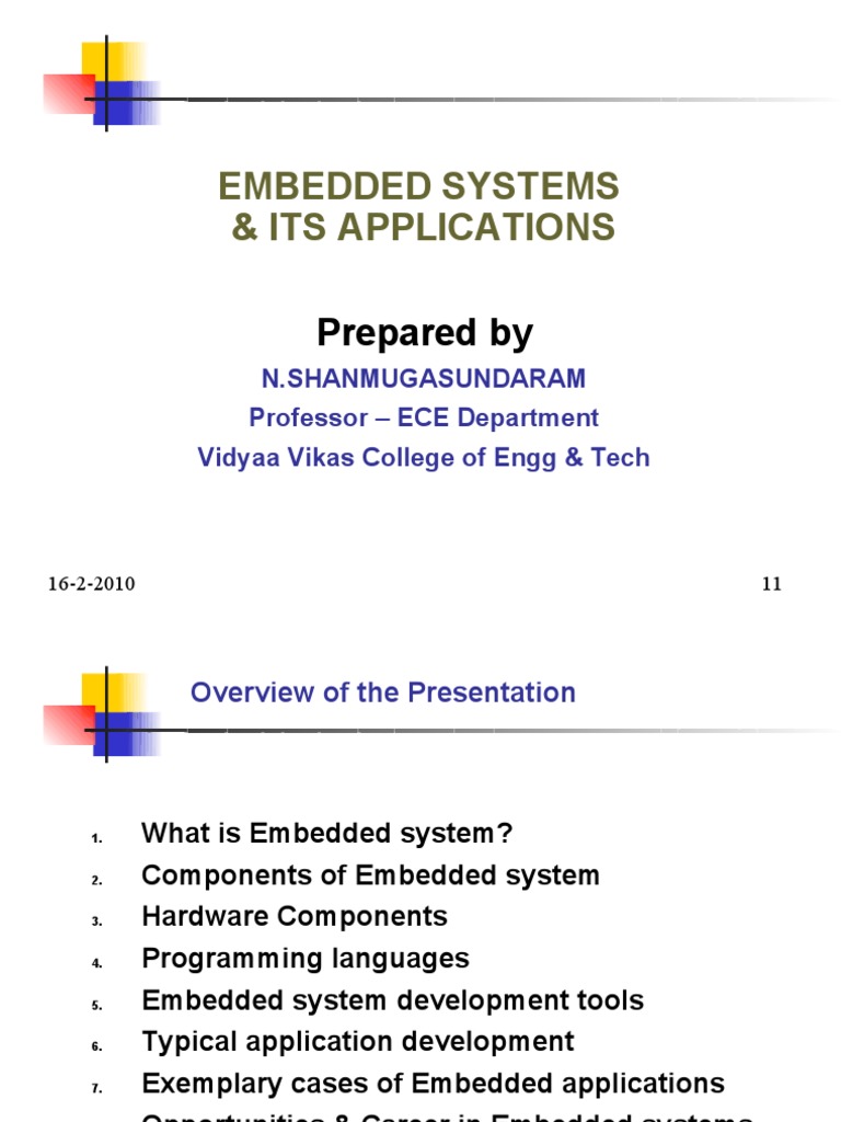 Embedded Systems & Its Applications: Prepared by | PDF | Embedded System | Operating System