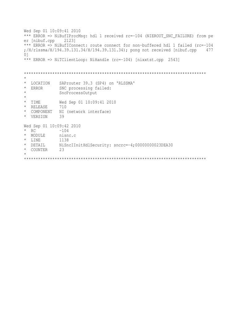 SNC Failure Error -104 Details | PDF | Science & Mathematics | Computers