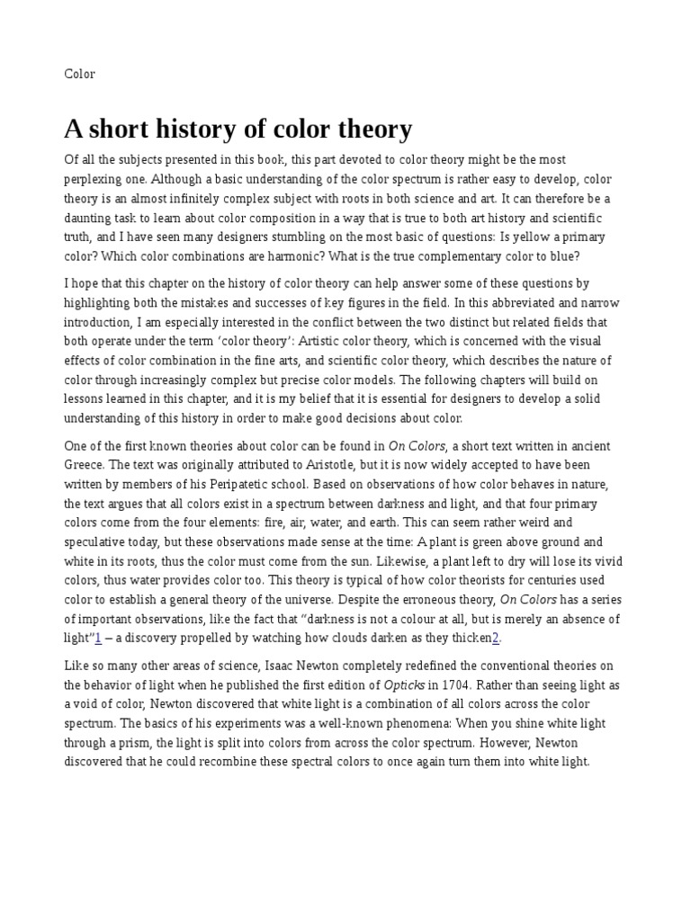 A Short History of Color Theory | PDF | Color | Image Processing