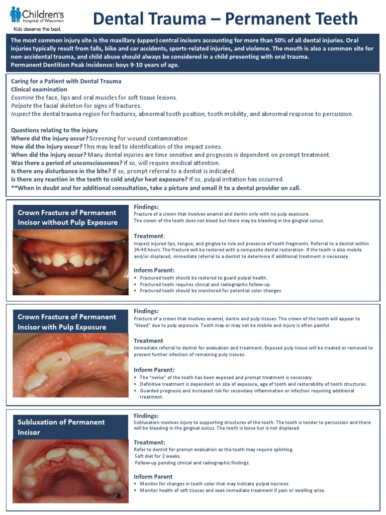 Dental Trauma Flip Chart Permanent | PDF | Tooth | Health Sciences